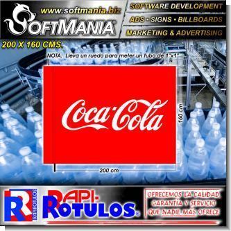 Rotulo Publicitario Banner Full Color con Marco Tubular con Texto Coca ...
