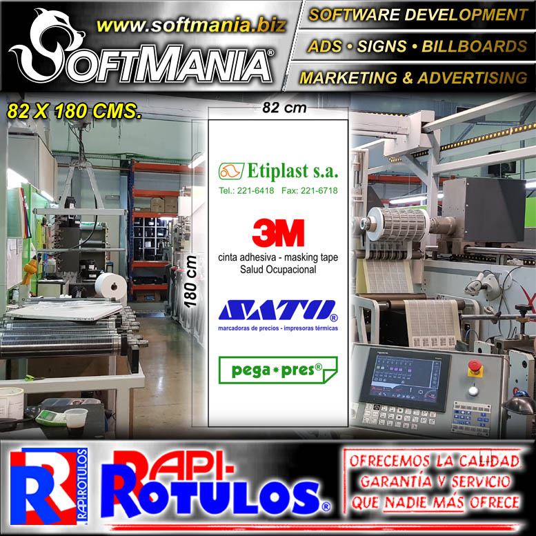 Rotulo Publicitario Banner Full Color con Marco Tubular con Texto ...